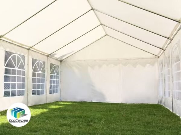 Carpa 4X4 ECO PVC 700 Blanca-Gris con ventanas - Ecocarpas